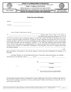 Fillable Online gainsurance georgia service of process consent and ...