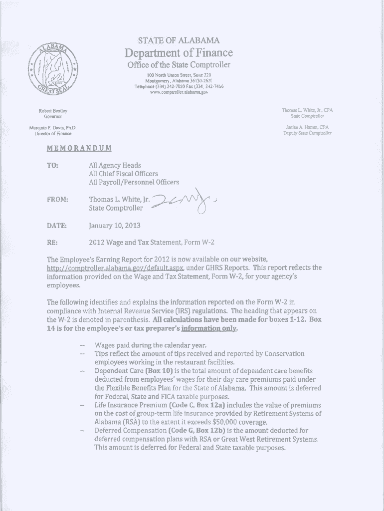 2012 Wage and Tax Statement Form W-2 - Blank Fillable Template | Fill ...