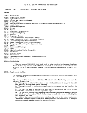 Fillable Online mass 523 CMR: STATE ATHLETIC COMMISSION 523 CMR 23.00 ...