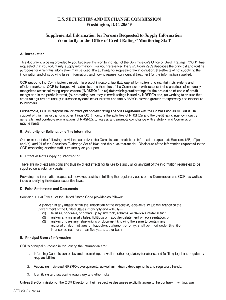 Fillable Online sec Form 2903 Fax Email Print - pdfFiller