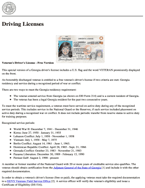 Fillable Online veterans georgia Driving Licenses - veterans georgia ...