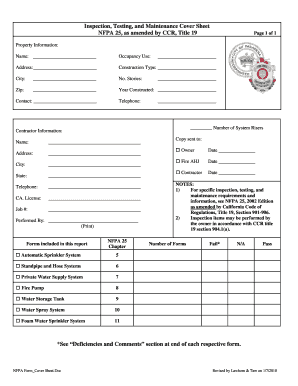 Fillable Online NFPA Form - Cover Sheet Fax Email Print - pdfFiller