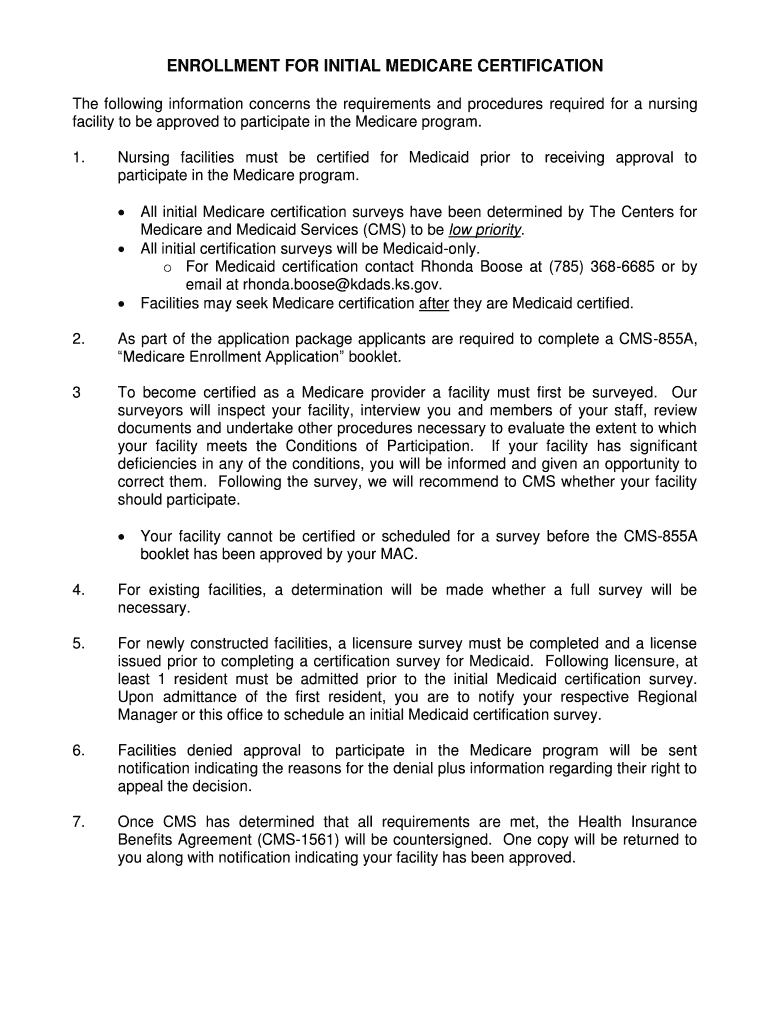 Fillable Online Requirements for Initial Medicare Certification ...