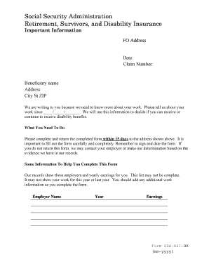 Fillable Online reginfo Social Security Administration Retirement ...