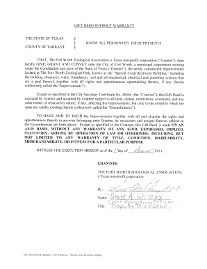 Fillable Online GIFT DEED WITHOUT WARRANTY Fax Email Print - pdfFiller