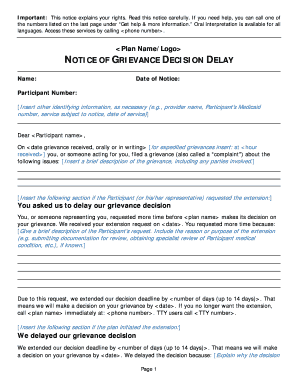 Fillable Online health ny Notice of Grievance Decision Extension ...