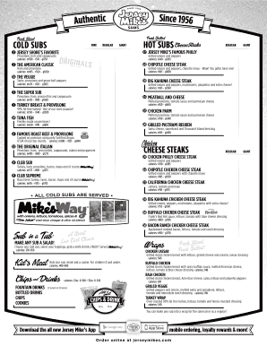 Fillable Online takeout menu as a PDF - Jersey Mike's Subs Fax Email ...