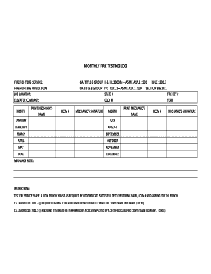 Fillable Online dir ca MONTHLY FIRE TESTING LOG - dir ca Fax Email ...