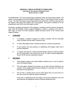 Fillable Online Arizona Child Support Guidelines - Arizona Department ...