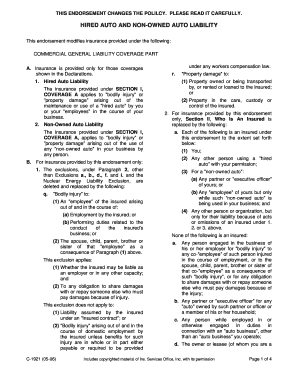 Fillable Online HIRED AUTO AND NON-OWNED AUTO LIABILITY Fax Email Print ...