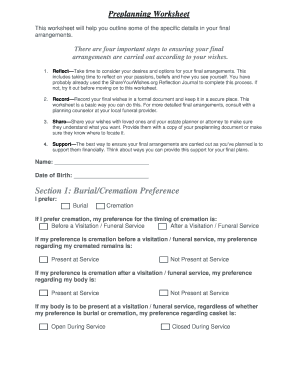 Fillable Online newton-nh the Pre-planning Worksheet Fax Email Print ...
