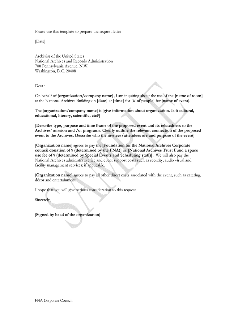 Fillable Online archives Event Request letter Fax Email Print - pdfFiller