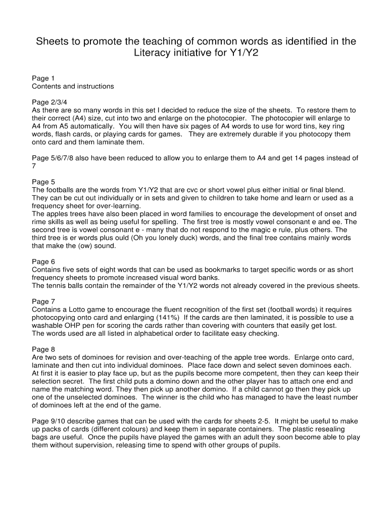 Fillable Online Year 1/2 Literacy Pack - SNIP Fax Email Print - pdfFiller