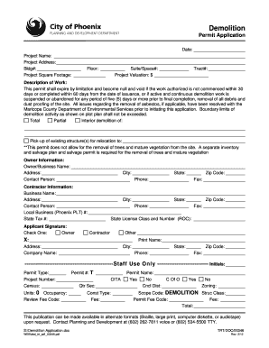 Fillable Online phoenix Demolition Application Fax Email Print - pdfFiller