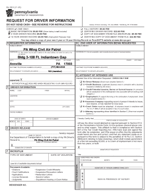 Fillable Online PennDOT - Request For Driver Information Fax Email Print - pdfFiller