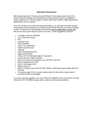 Fillable Online michigan Birth records less than 100 years old and ...