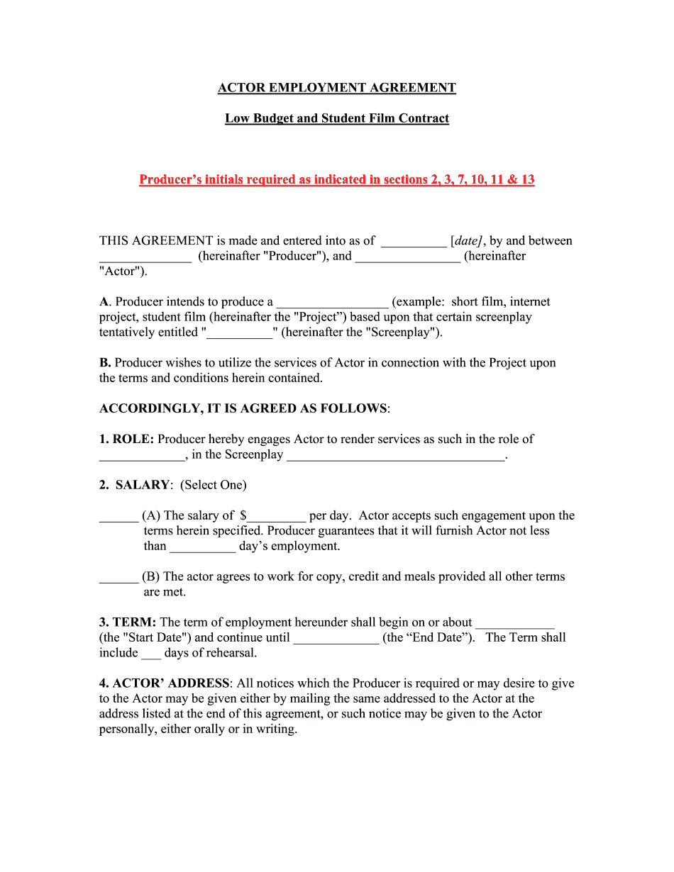 How To Add Image To Actor Employment Agreement