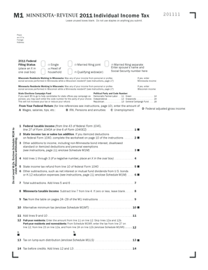 Fillable Online revenue state mn 2011 M1, Individual Income Tax Return ...