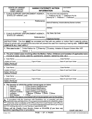 Fillable Online courts state hi HAWAI'I PATERNITY ACTION INFORMATION ...