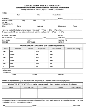 Fillable Online COMPLETION OF THIS APPLICATION DOES NOT GUARANTEE AN ...