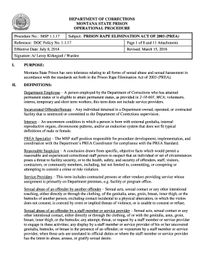 Fillable Online cor mt PREA - Montana Department of Corrections - cor ...