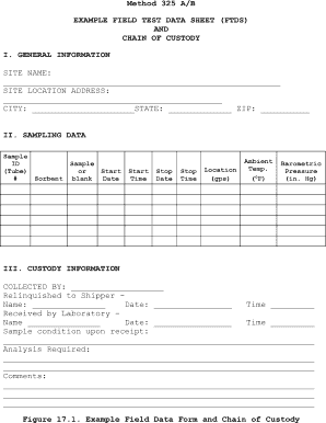 Fillable Online Method 325 A/B EXAMPLE FIELD TEST DATA SHEET (FTDS) Fax ...