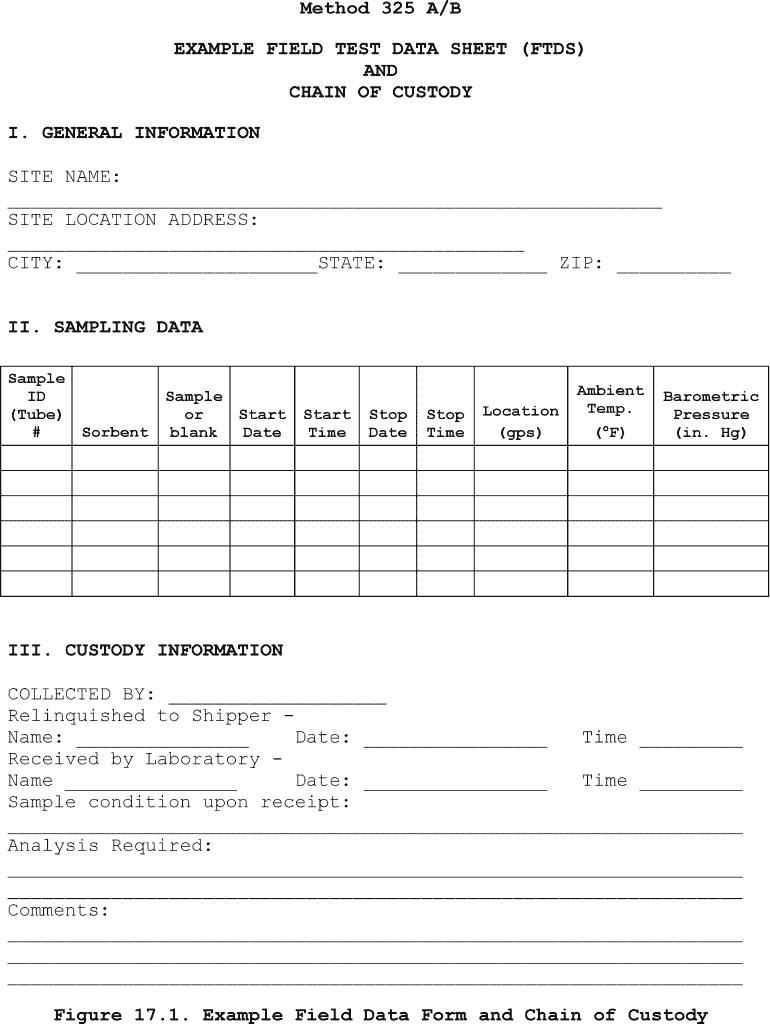 Fillable Online Method 325 A/B EXAMPLE FIELD TEST DATA SHEET (FTDS) Fax ...