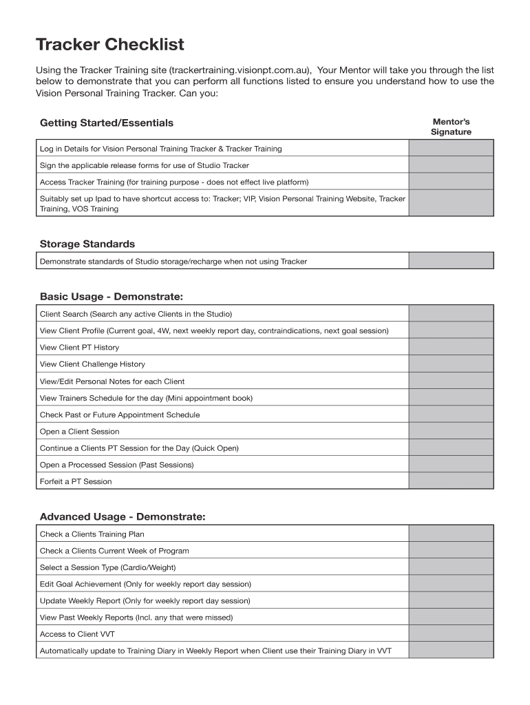 Fillable Online Tracker Checklist Fax Email Print - pdfFiller