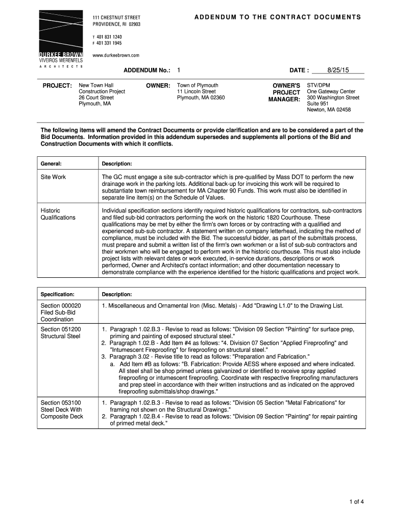 Fillable Online plymouth-ma 21538 Addendum 1 - plymouth-ma Fax Email Print - pdfFiller