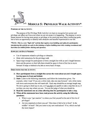 Fillable Online albany privilege walk activity Fax Email Print - pdfFiller