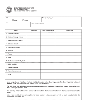 Fillable Online forms in DAILY SECURITY REPORT Fax Email Print - pdfFiller