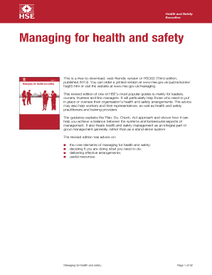 Fillable Online hse gov Managing for health and safety HSG65. This new ...