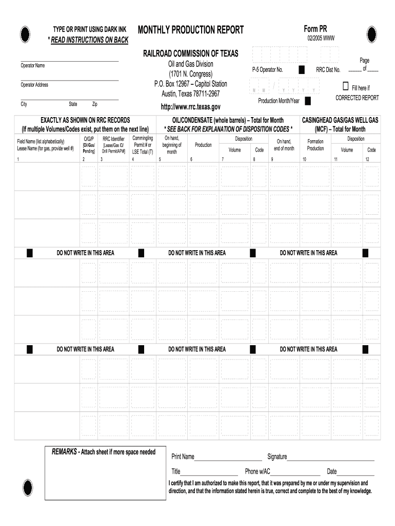 Fillable Online rrc state tx Form PR Fax Email Print - pdfFiller