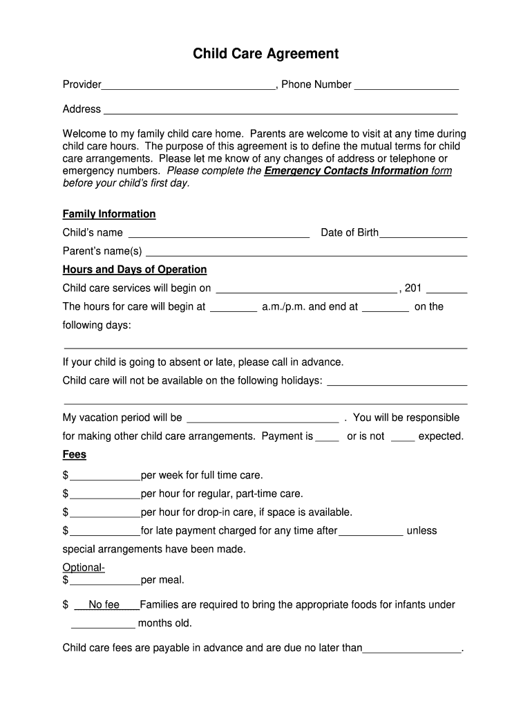 Daycare Contract Template Fill Out Sign Online DocHub