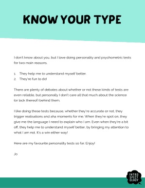 Fillable Online Know Your Type Fax Email Print - pdfFiller