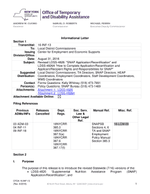 Fillable Online otda ny Informational Letter Section 1 Transmittal: 16 ...