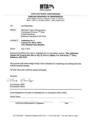 Fillable Online mta maryland Solicitation Template - mta maryland Fax ...
