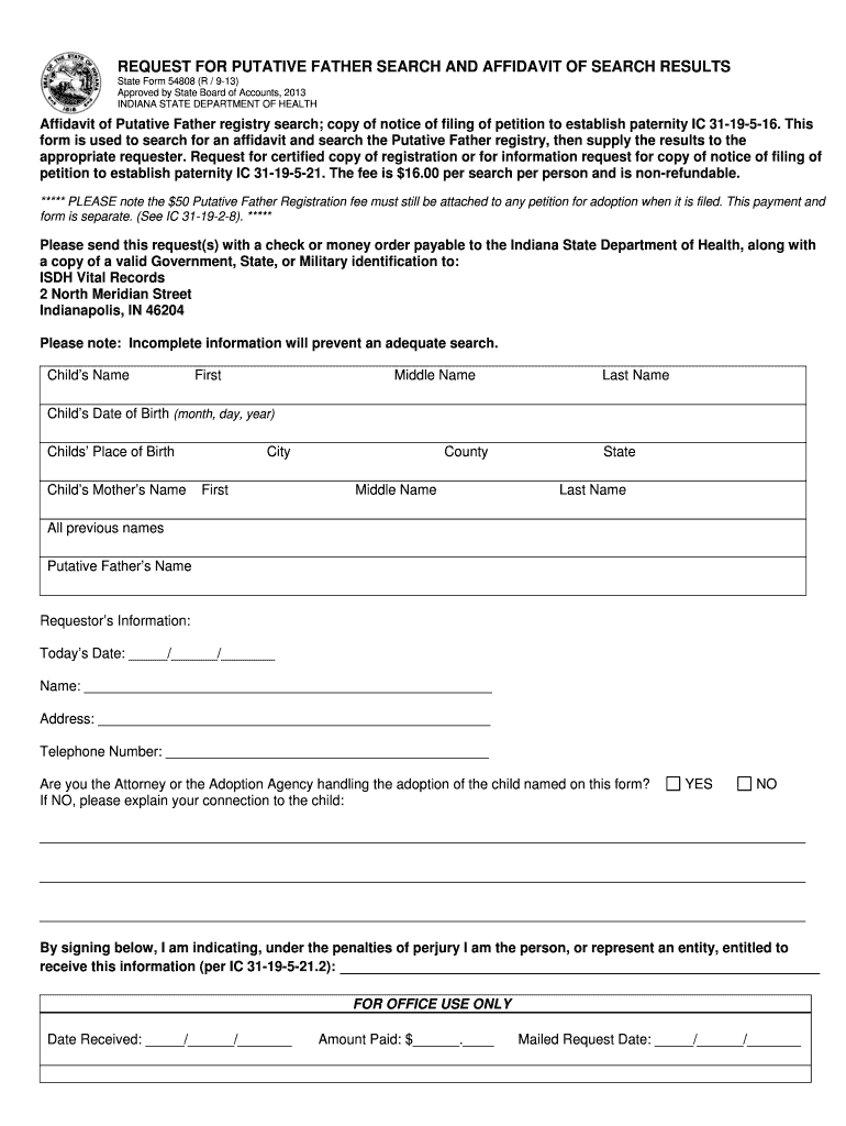 Fillable Online forms in Fillable request for putative father search ...