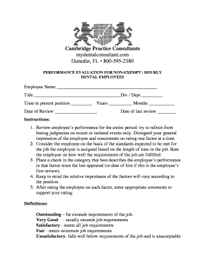 Fillable Online Dental Employee Evaluation Form Fax Email Print - pdfFiller