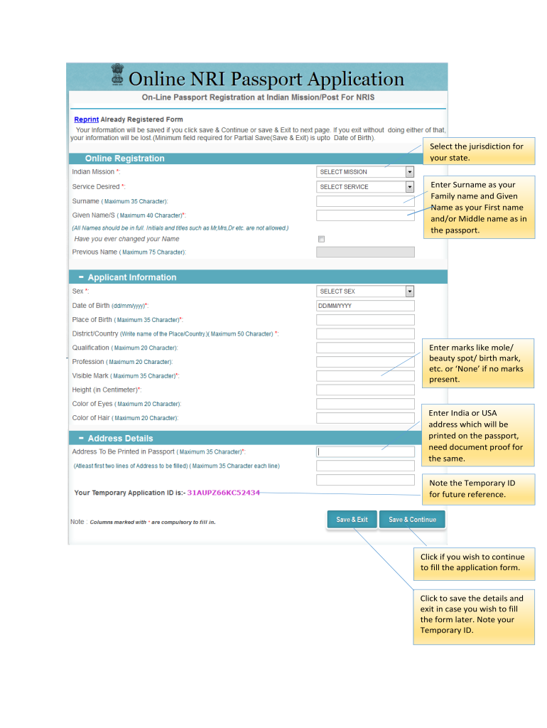 Nri Passport Application Fill Online Printable Fillable Blank 