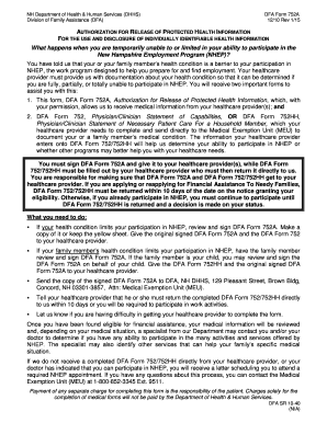 Fillable Online dhhs nh authorization for release of protected health ...