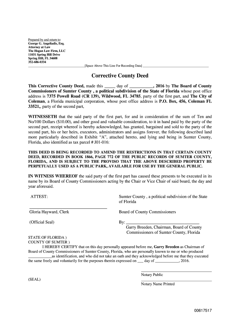 Fillable Online Fillable Corrective County Deed (00617517).DOCX Fax ...