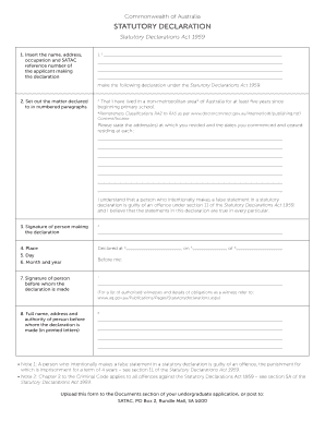 Fillable Online statutory declaration - satac Fax Email Print - pdfFiller