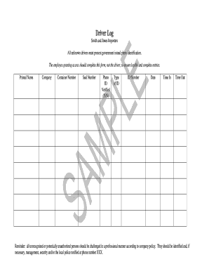 Fillable Online cbp Driver Log Sample.doc. Driver Logging - cbp Fax ...