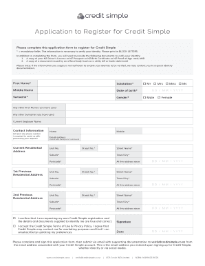 Fillable Online Application to Register for Credit Simple Fax Email ...