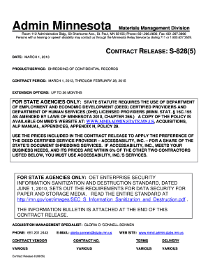 Fillable Online State Shredding Contract - U-Wide Contracts Fax Email ...