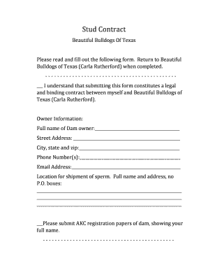 Fillable Online Stud Contract Fax Email Print - pdfFiller