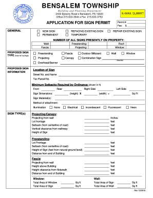 Fillable Online Sign Permit - Bensalem Township Fax Email Print - pdfFiller