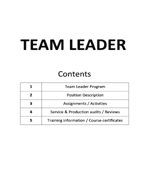 Fillable Online Team Leader Program Fax Email Print - pdfFiller