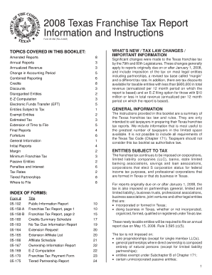 Fillable Online 2008 Texas Franchise Tax Report Information and ...